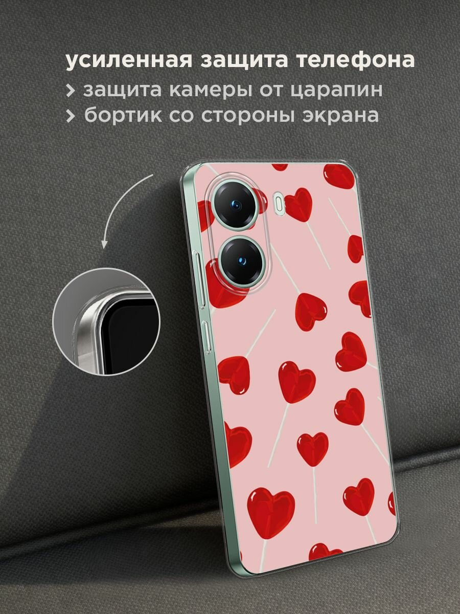 Чехол на Poco X7 Pro / Поко X7 Про с принтом "Сердечки-леденцы 1 - 14 февраля" — фото 1