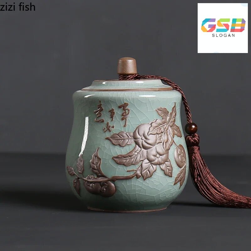 Банка A01, керамика, овальная, с крышкой, голубая/белая, 11x9,5см