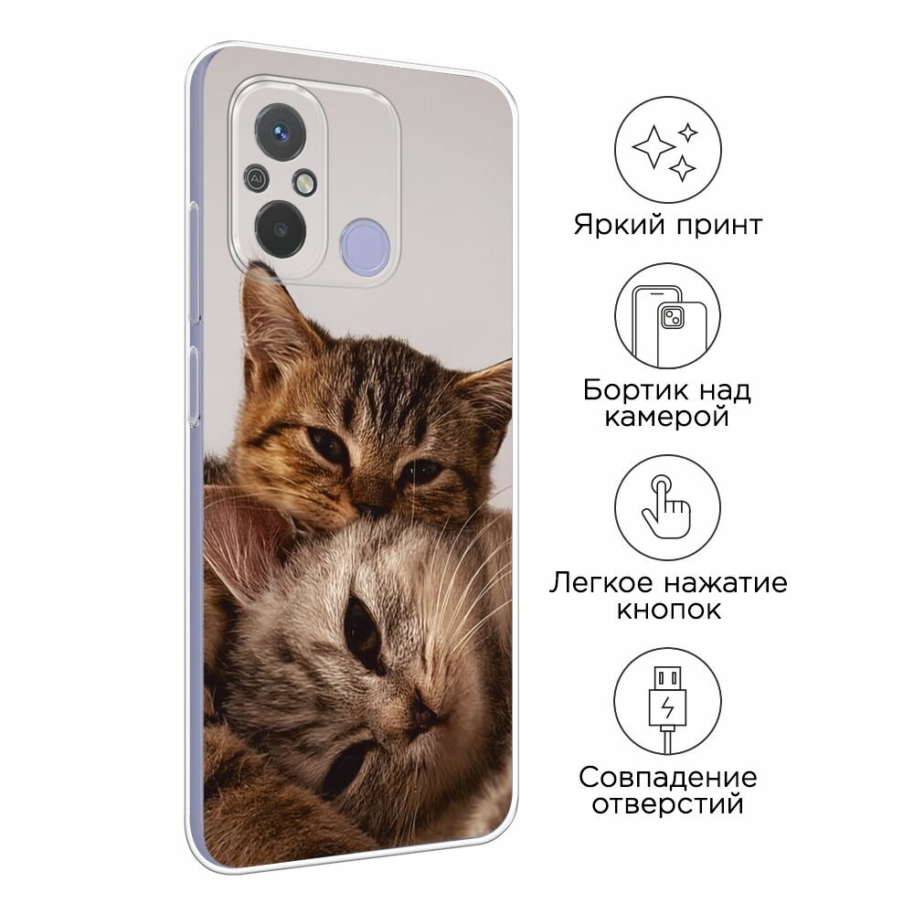 Чехол на Xiaomi Redmi 12C/Poco C55 / Редми 12C/Поко С55 с принтом "Нежные котята - 14 февраля" — фото 1