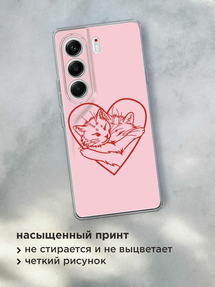 Чехол на Tecno Camon 40 Pro 5G / Текно Камон 40 Про 5G с принтом "Влюблённые котики рисунок 1 - 14 февраля" — фото 1