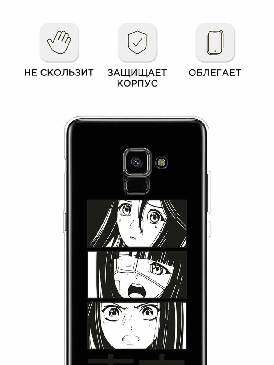 Чехол на Samsung Galaxy A8 + / Самсунг Галакси А8 Плюс 2018 с принтом "Tokyo girls", прозрачный — фото 1