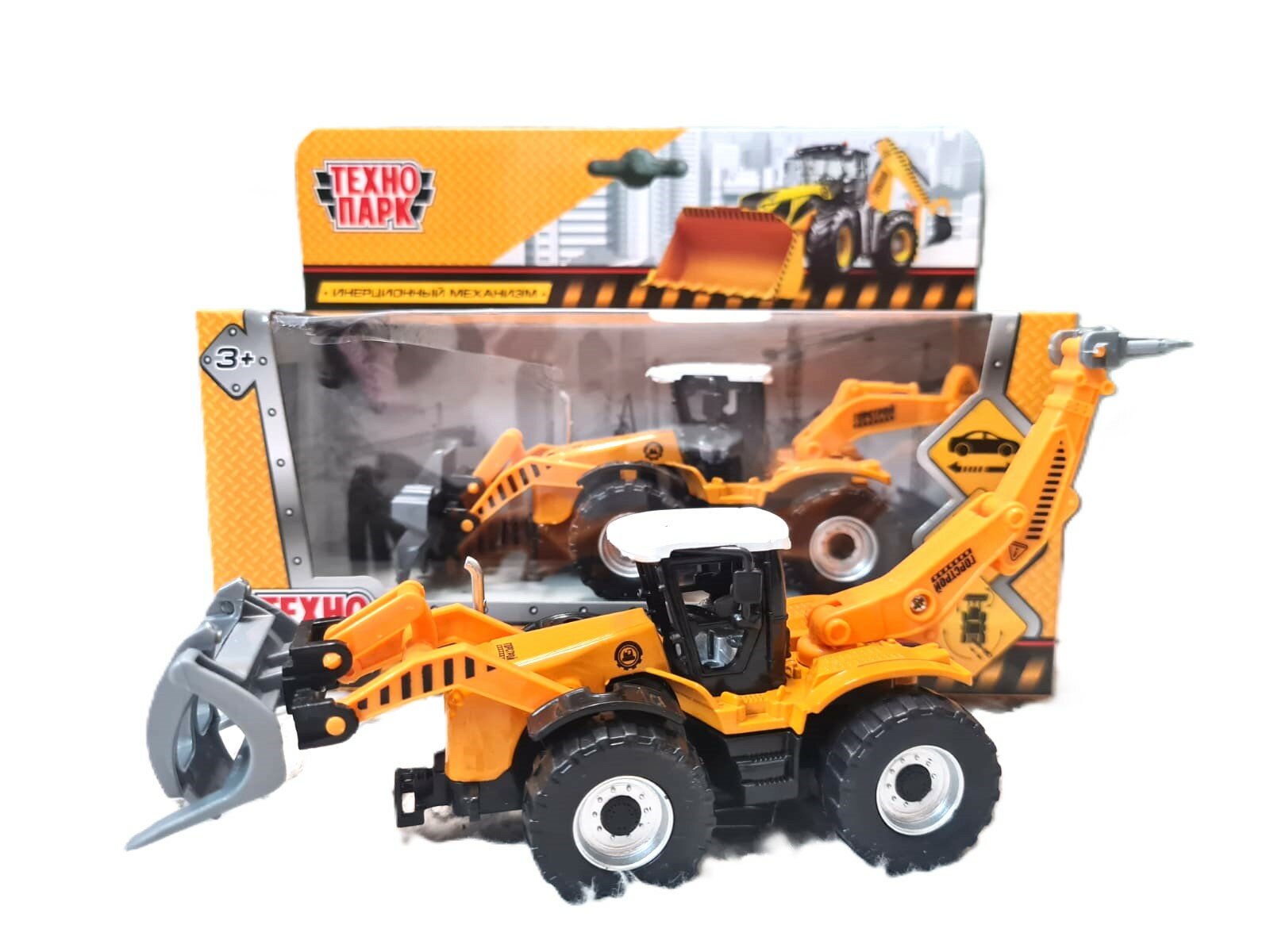 Машинка инерционная "Трактор с подвижными элементами металл, 15 см." Технопарк