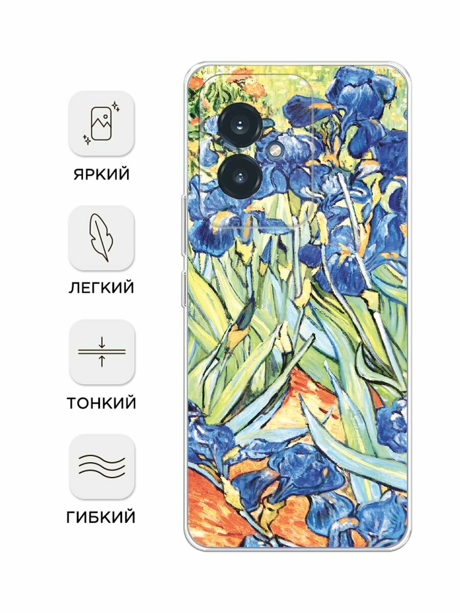 Силиконовый чехол на Honor 100 / Хонор 100 с принтом "Ирисы Ван Гог" — фото 1