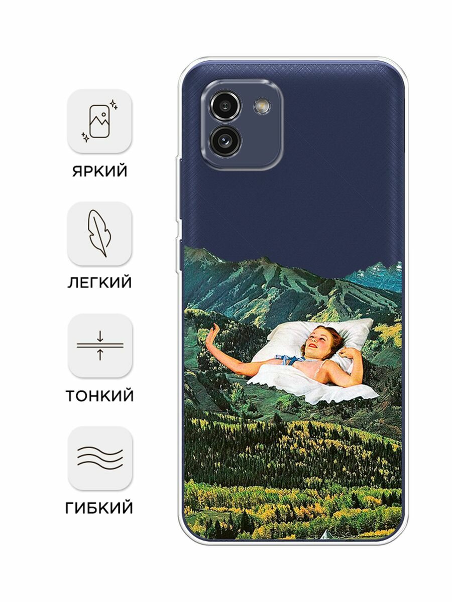 Чехол на Samsung Galaxy A03 / Самсунг Галакси А03 с принтом Good morning, my darling, прозрачный — фото 1