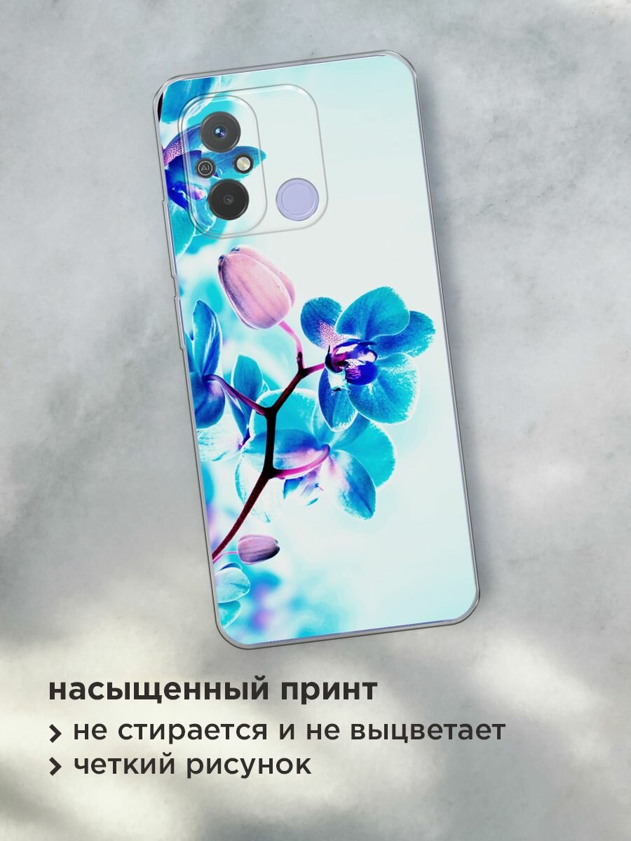 Чехол на Xiaomi Redmi 12C/Poco C55 / Редми 12C/Поко С55 с принтом "Голубая орхидея" — фото 1