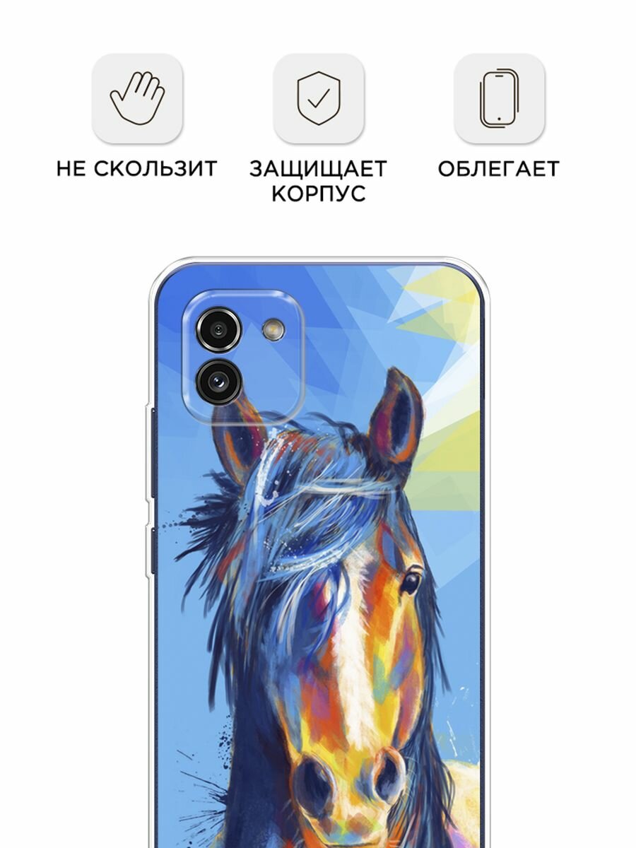 Чехол на Samsung Galaxy A03 / Самсунг Галакси А03 с принтом "Лошадь арт 3" — фото 1