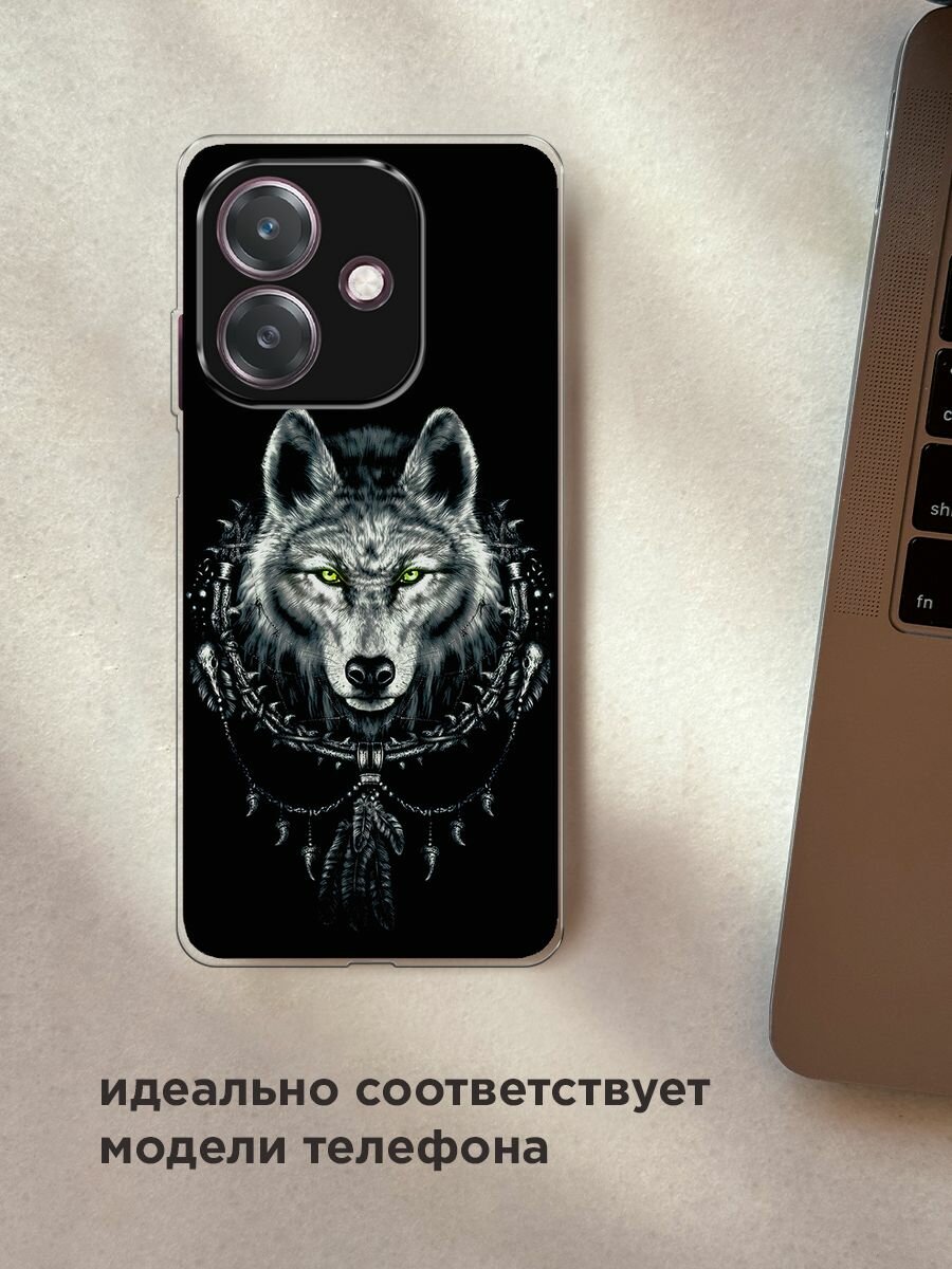 Силиконовый чехол на Oppo A3/A3x / Оппо А3/A3x с принтом "Волк оберег" — фото 1