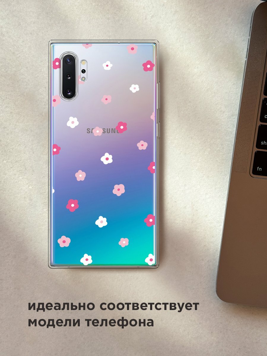 Чехол на Samsung Galaxy Note 10 + / Самсунг Гэлакси Нот 10 Плюс с принтом "Весенние цветочки рисунок", прозрачный — фото 1