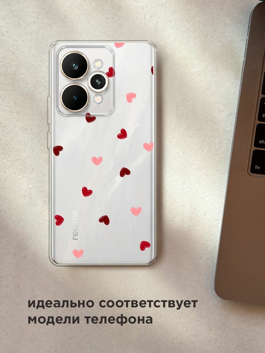 Чехол на Realme 15 Pro / Реалми 15 Про с принтом "Бордовые сердечки 2" — фото 1
