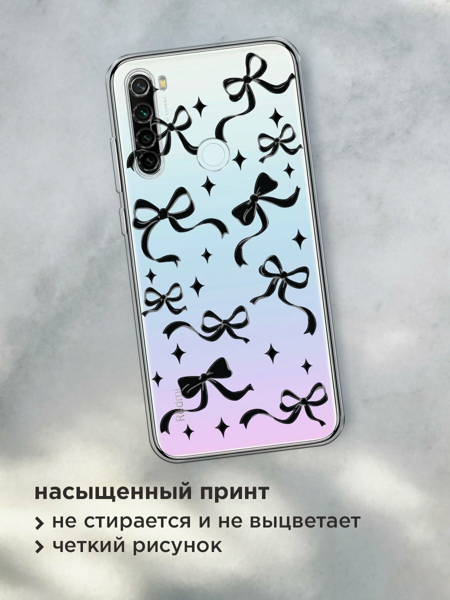 Чехол на Xiaomi Redmi Note 8T / Сяоми Редми Нот 8Т с принтом "Милые чёрные бантики 4" — фото 1