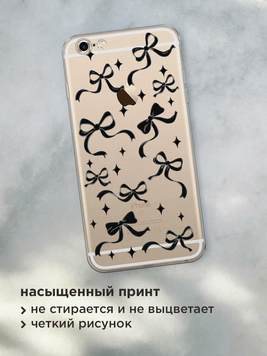 Чехол на Apple iPhone 6 Plus/6S Plus / Айфон 6 Плюс/Айфон 6С Плюс с принтом "Милые чёрные бантики 4" — фото 1