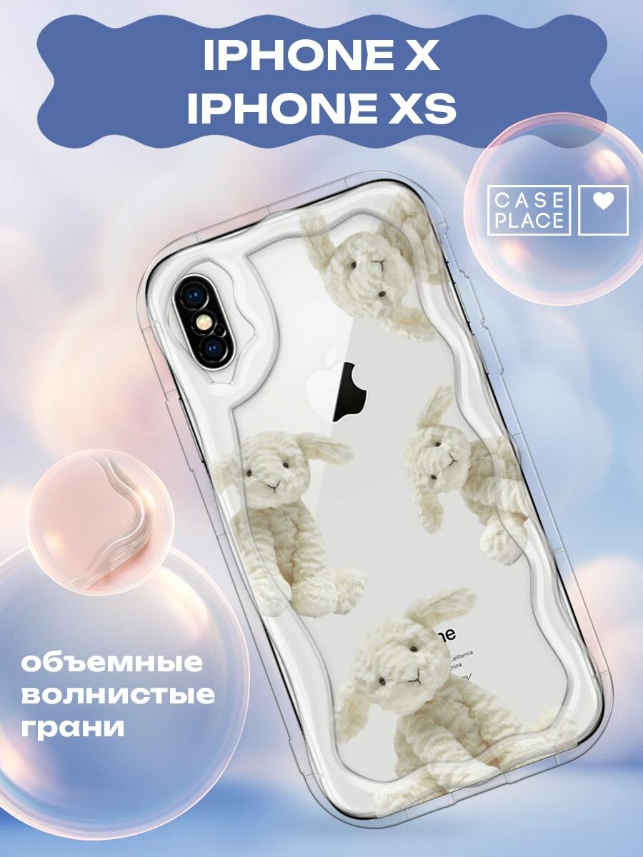 Чехол на Apple iPhone X/XS / Айфон 10/Айфон XS с принтом "Плюшевые овечки"