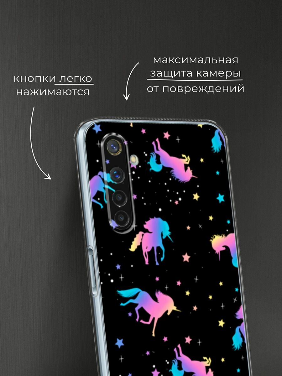 Силиконовый чехол на Realme 6 / Реалми 6 с принтом "Единороги градиент" — фото 1
