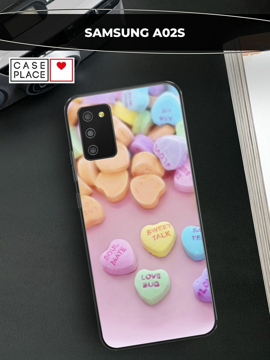 Чехол на Samsung Galaxy A02s / Самсунг Галакси A02s с принтом "Конфетки сердечки 2"