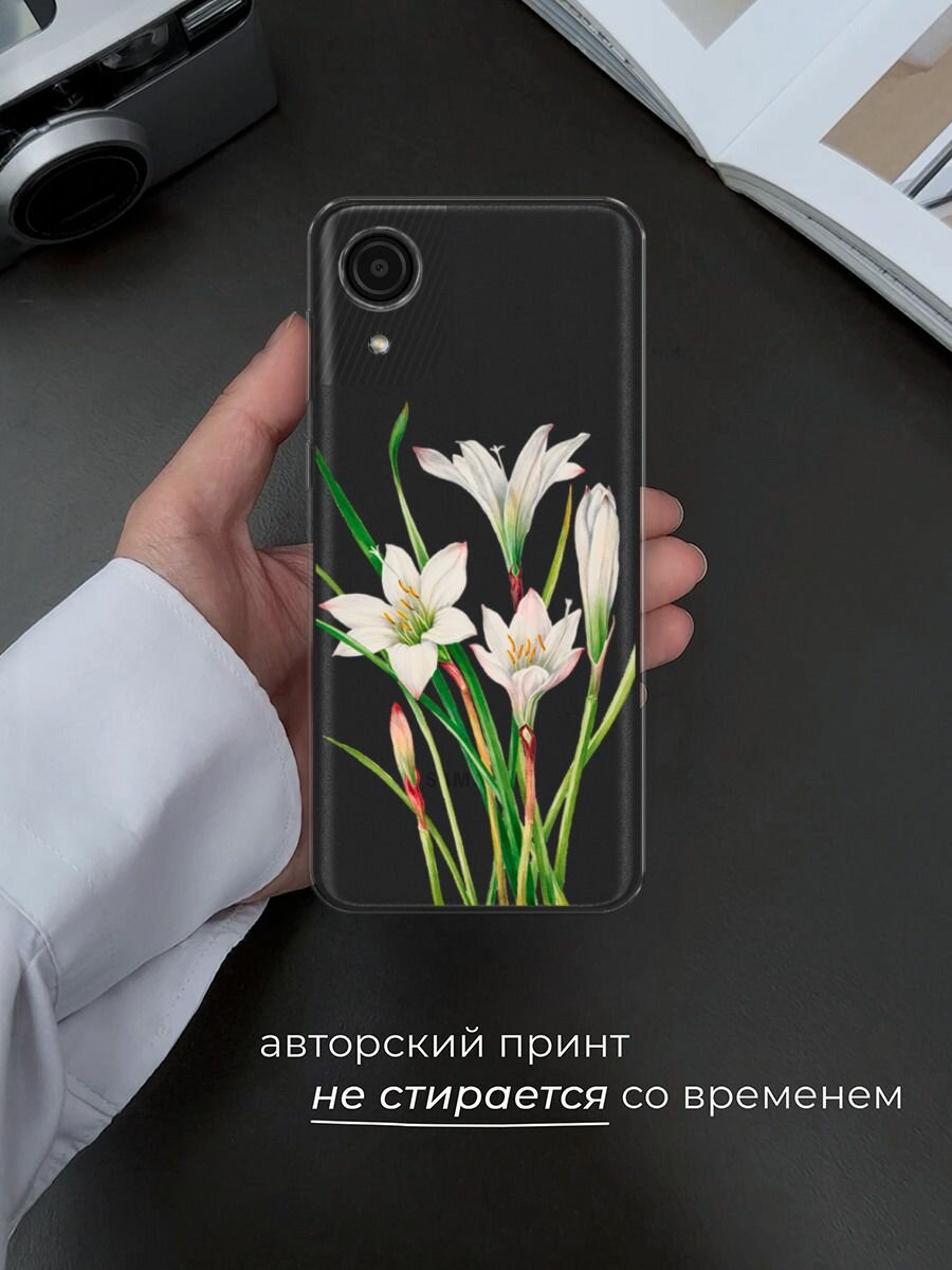 Чехол на Samsung Galaxy A03 Core / Самсунг Галакси А03 Core с принтом "White lily", прозрачный — фото 1