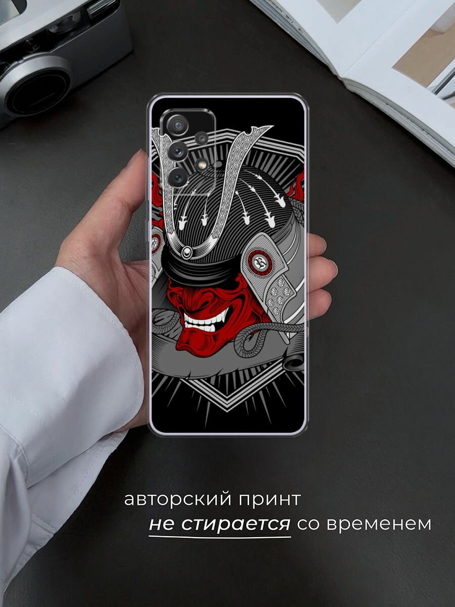Чехол на Samsung Galaxy A73 / Самсунг Галакси А73 с принтом "Красная маска самурая" — фото 1