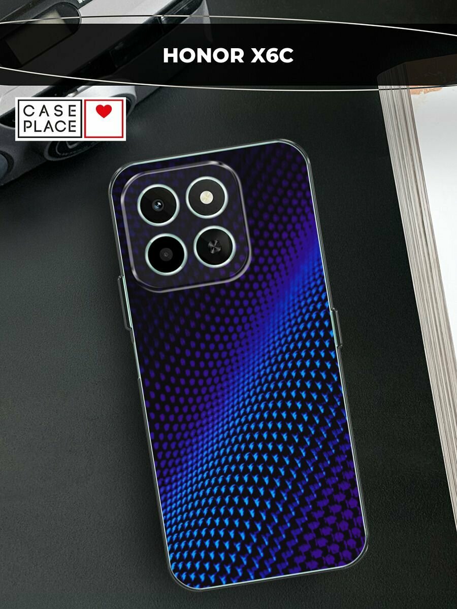 Силиконовый чехол на Honor X6c / Хонор X6c с принтом "Синий карбон"