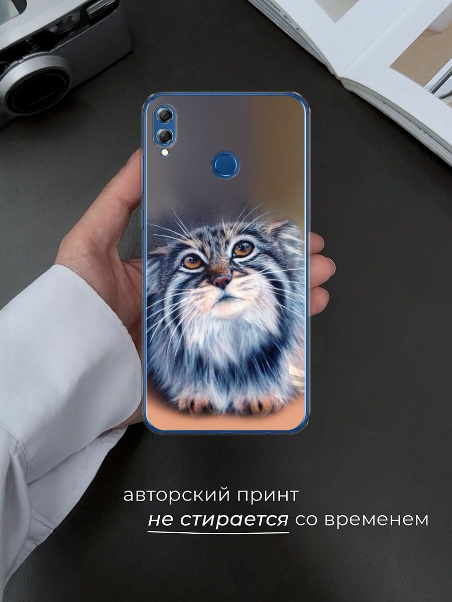 Силиконовый чехол на Honor 8X / Хонор 8Х с принтом "Кот манул 2" — фото 1