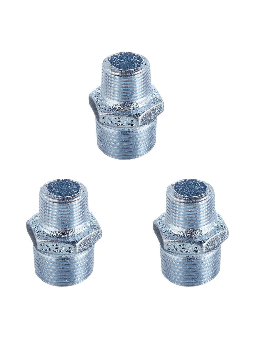 Ниппель переходный 3/4 НР(ш) х 1/2 НР(ш) чугунный оцинкованный (3 шт.)