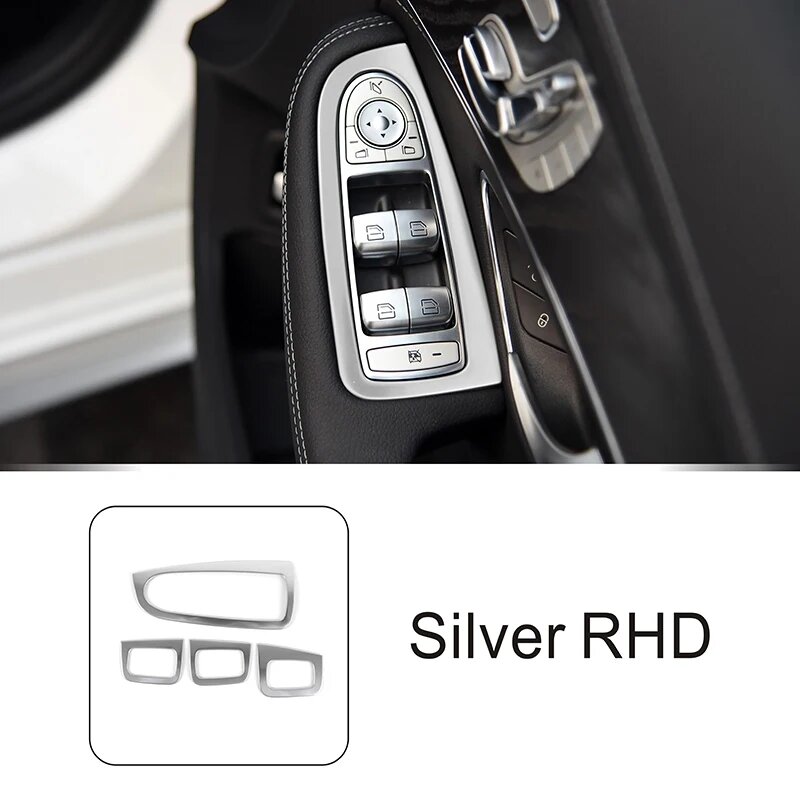 Рамка кнопки стеклоподъемника Silver RHD для Mercedes W205 GLC