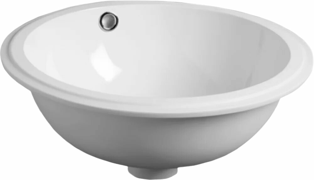 Раковина встраиваемая снизу Simas Blanco S 54 43 без отверстия под смеситель, фарфоровая, раковина для ванной, белая, круглая, со встроенным сливом-переливом