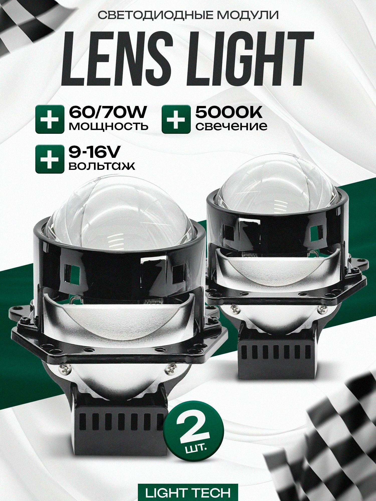 Светодиодные линзы BI-LED 60W для BMW E60 рестайлинг 2007-2010 без AFS / biled модули на БМВ e60