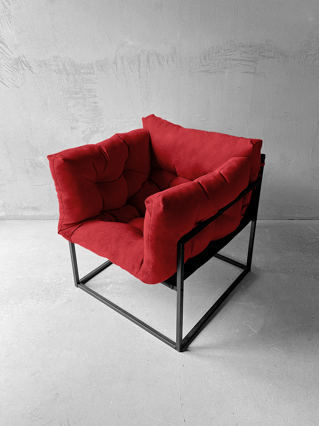 Кресло для отдыха Блок велюр красный