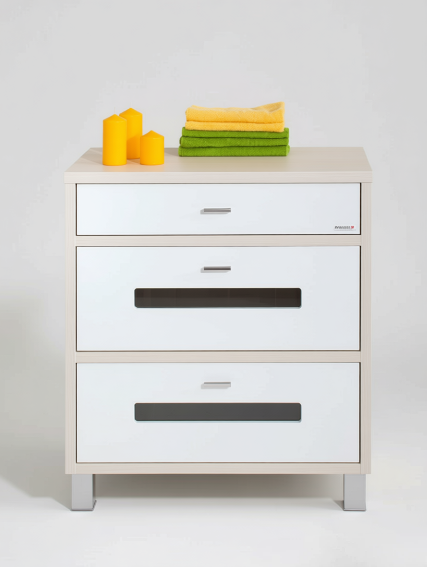 Комод для ванной Бриклаер Бали 70, светлая лиственница, напольный, 3 ящика