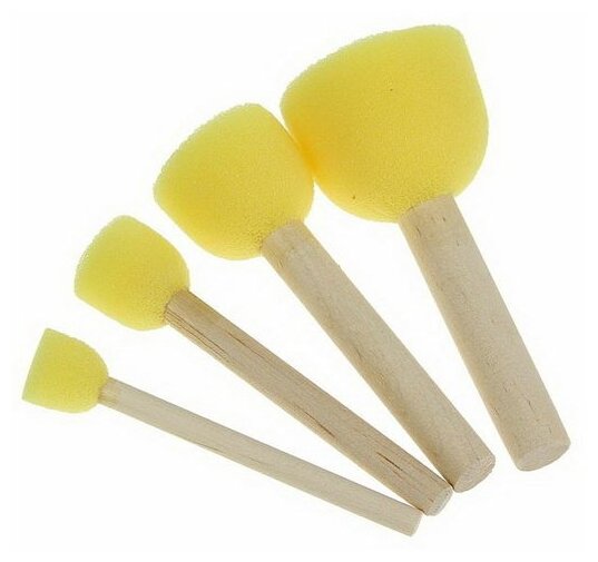 Набор кистей - спонжей, 4 штуки, форма кисти: трафаретная, вид упаковки: блистер