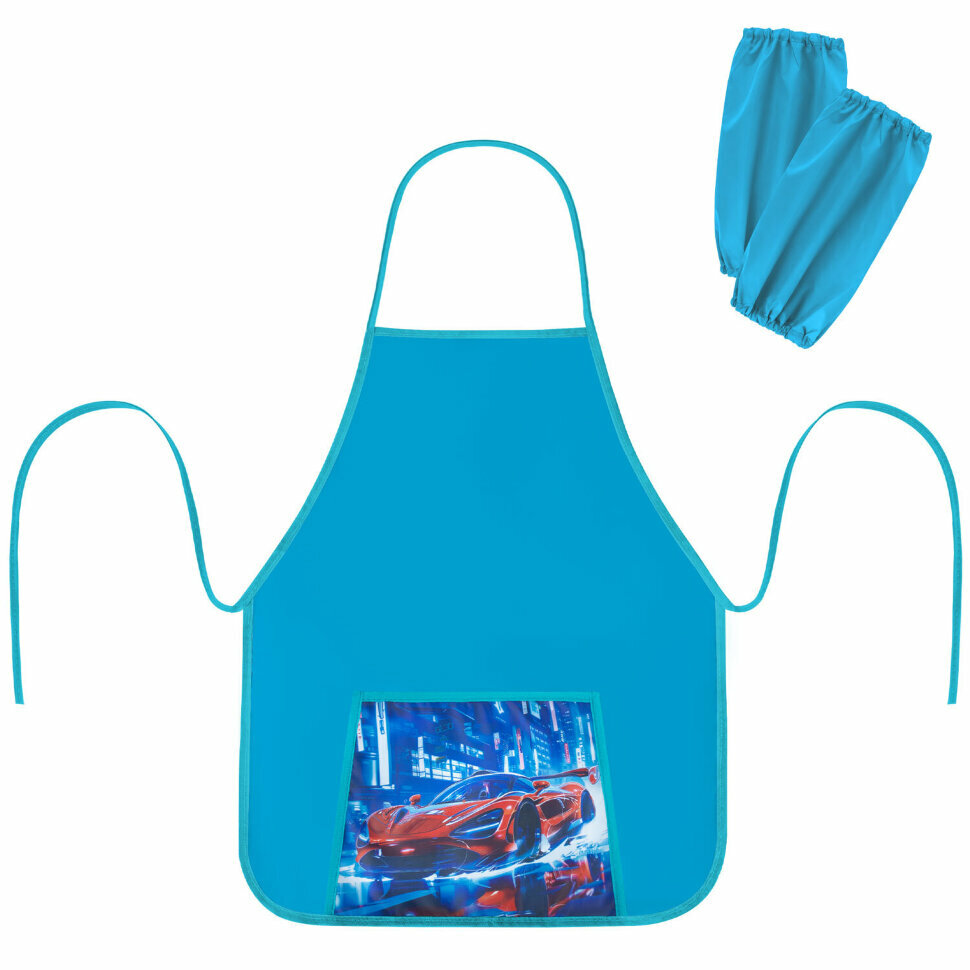 Фартук с нарукавниками для уроков труда пифагор, 1 карман, 46х54 см, "Speed rusher", 273626, 273626