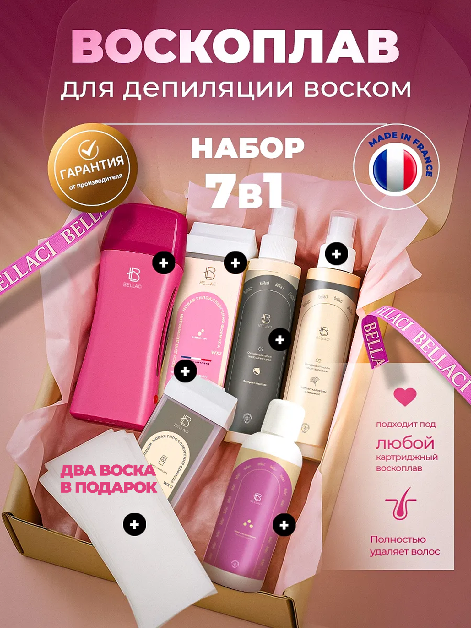 Воскоплав для депиляции картриджный. Набор для депиляции 7 в 1