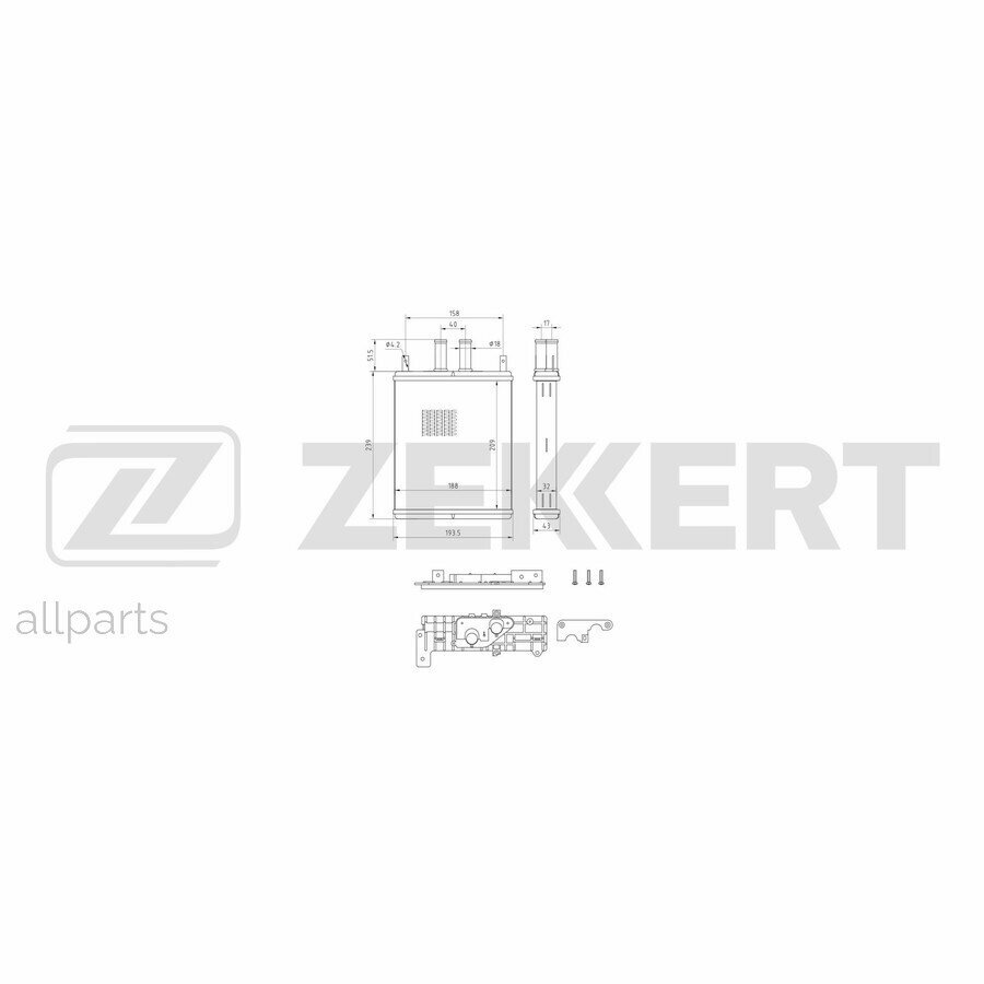 ZEKKERT MK-5170 Радиатор отопителя Lada Priora 07- Kalina (1117-1119 2192_ 2194_) 04-