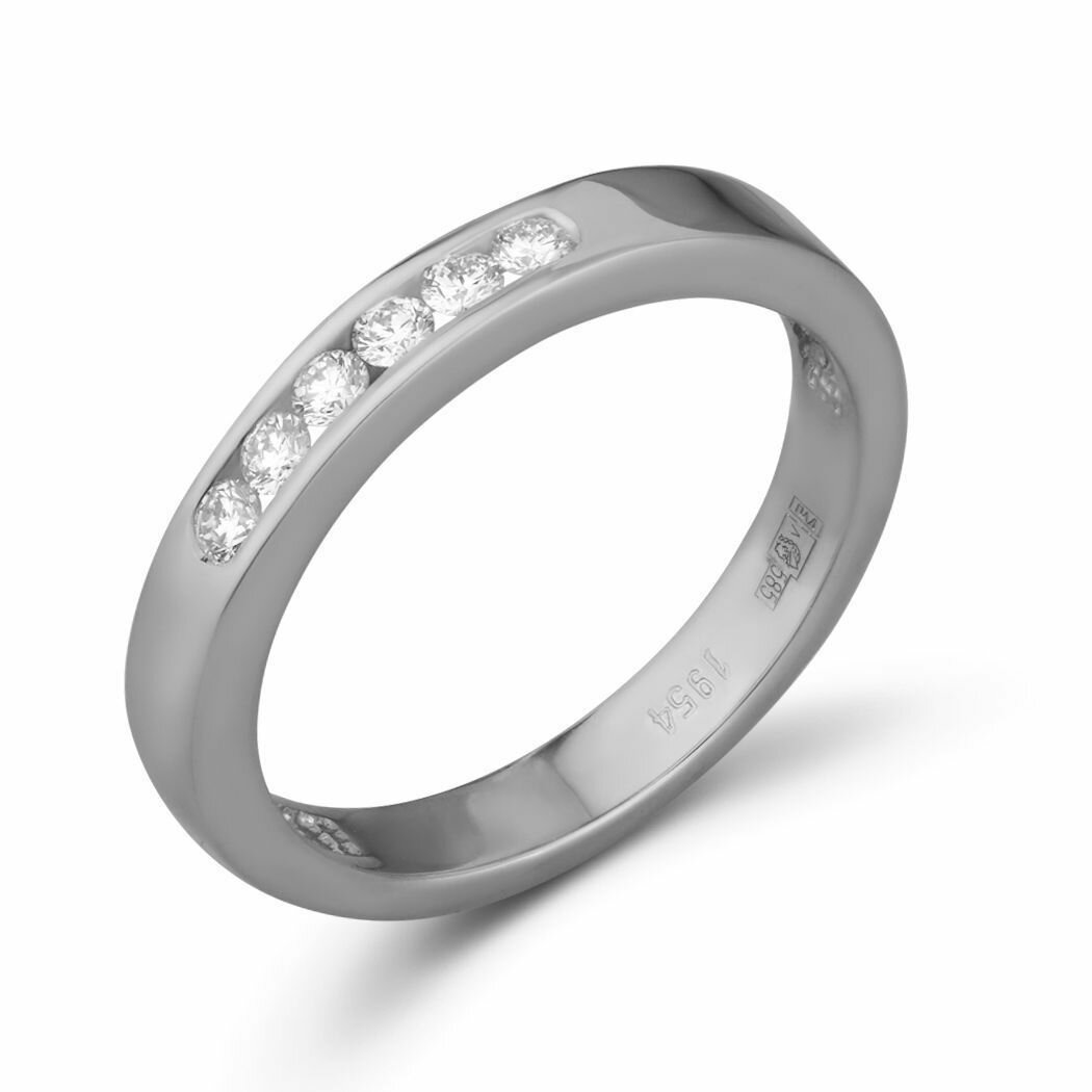 Кольцо обручальное, белое золото, 585 проба, бриллиант