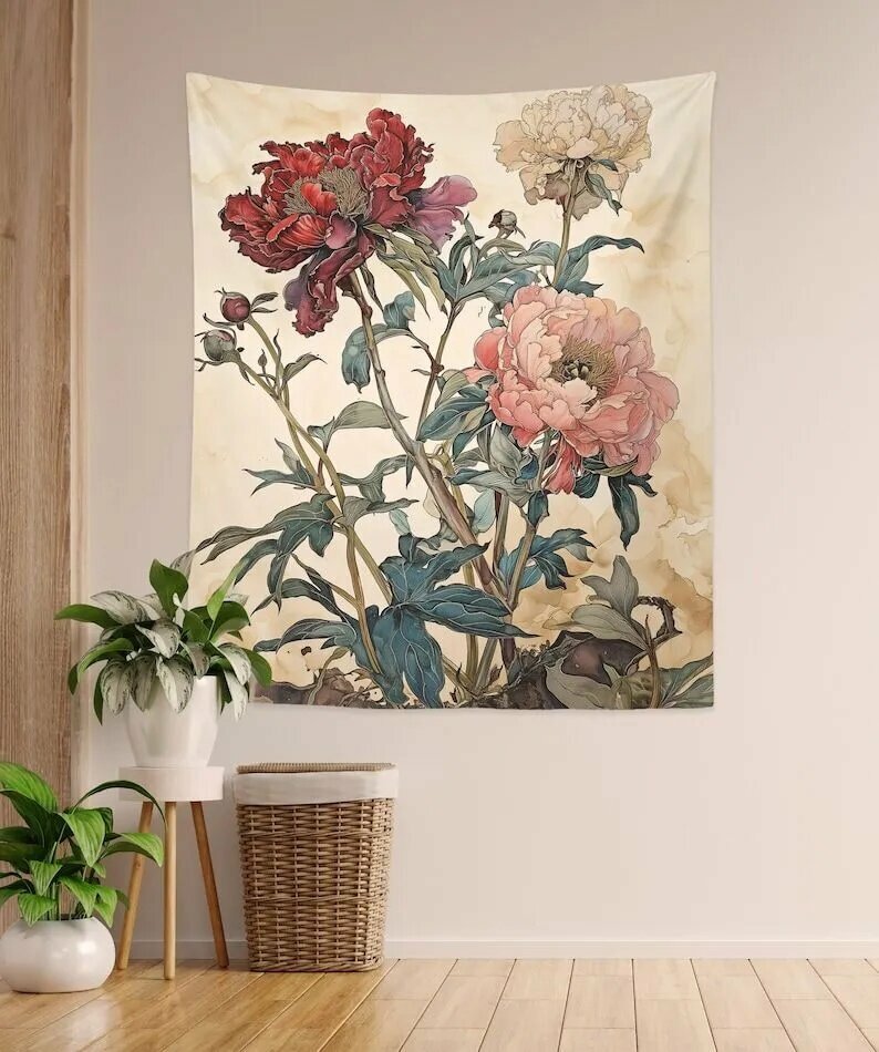 Гобелен "из пионов Уильям Моррис" 150x150 см
