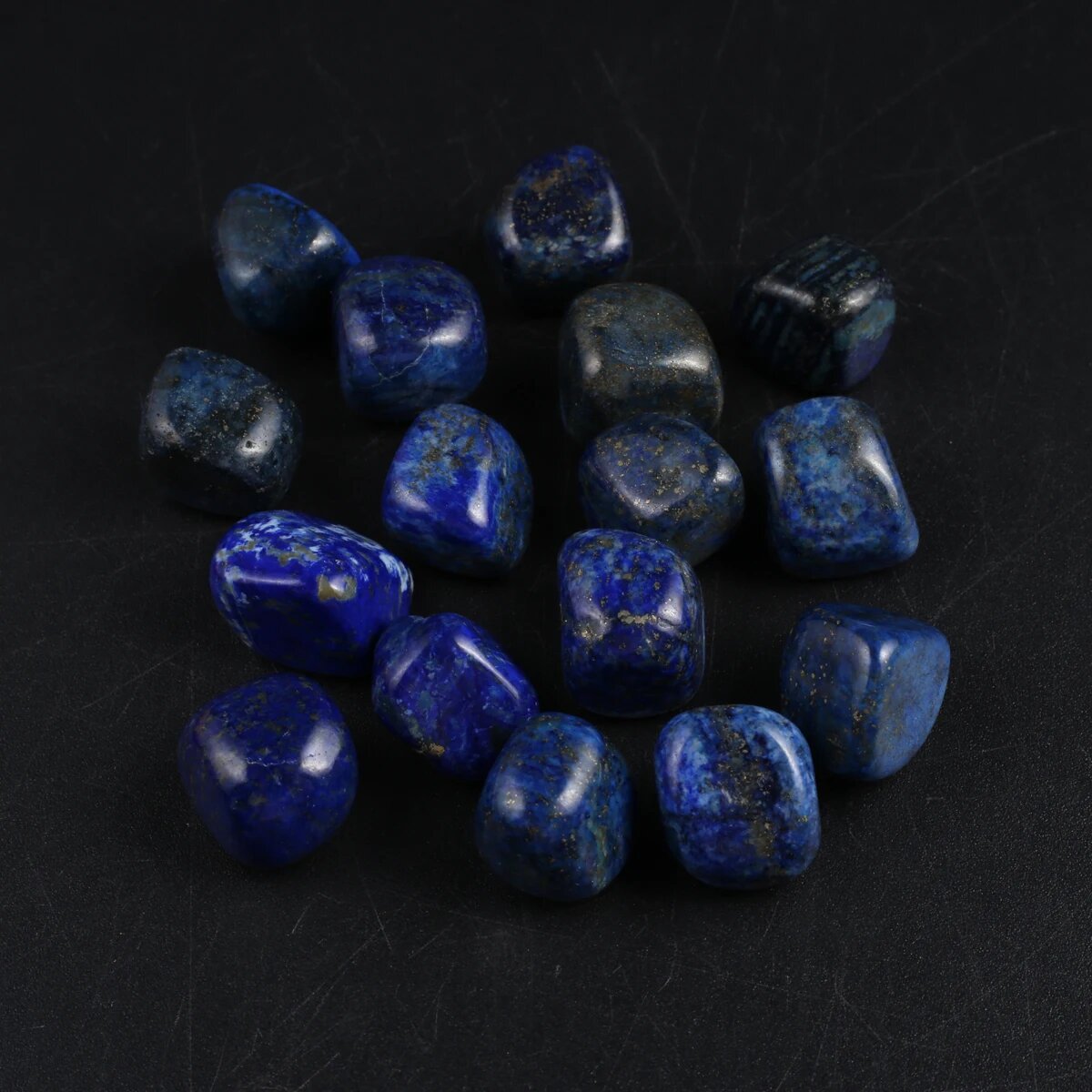 Набор из 10 полудрагоценных камней для гадания Темно-синий, Lapis lazuli