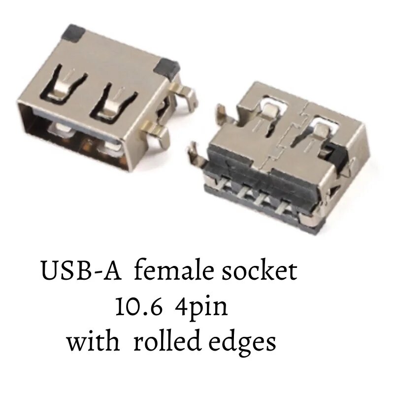 USB-A гнездо 10.6 4pin с rolled edges, size 19