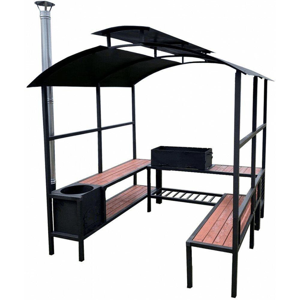 Мангал-беседка «Добрыня», цельносварная конструкция, съемная жаровня и печь