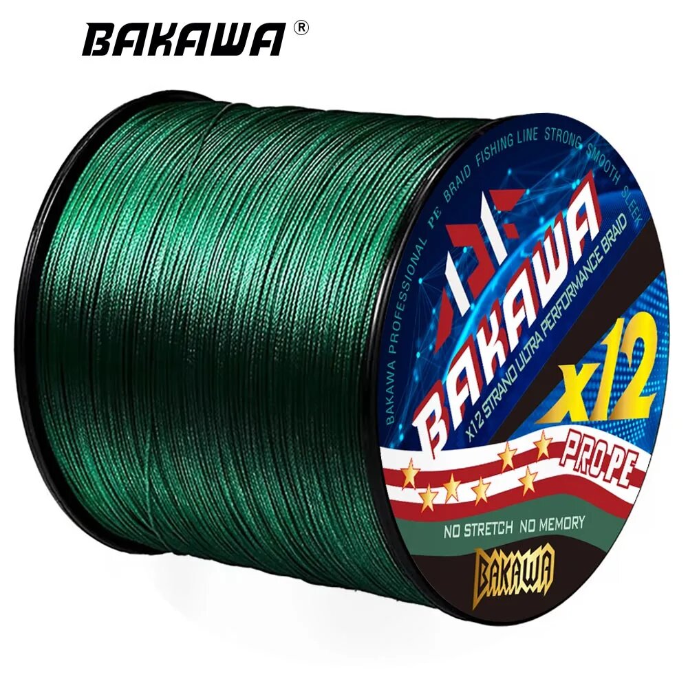 BAKAWA Плетенная Леска 12 Жил для Морской и Пресноводной Рыбалки 500M-0.16MM-1.0-30, X12 Green
