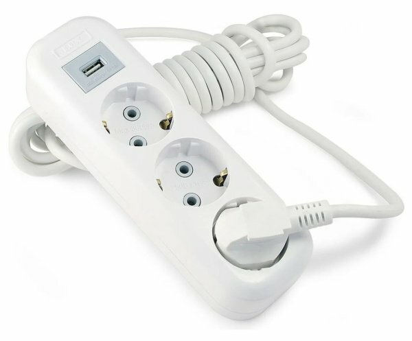 Сетевой удлинитель У3-Е-USB-03 3x3м с/з, USB 5x1.3А LUX