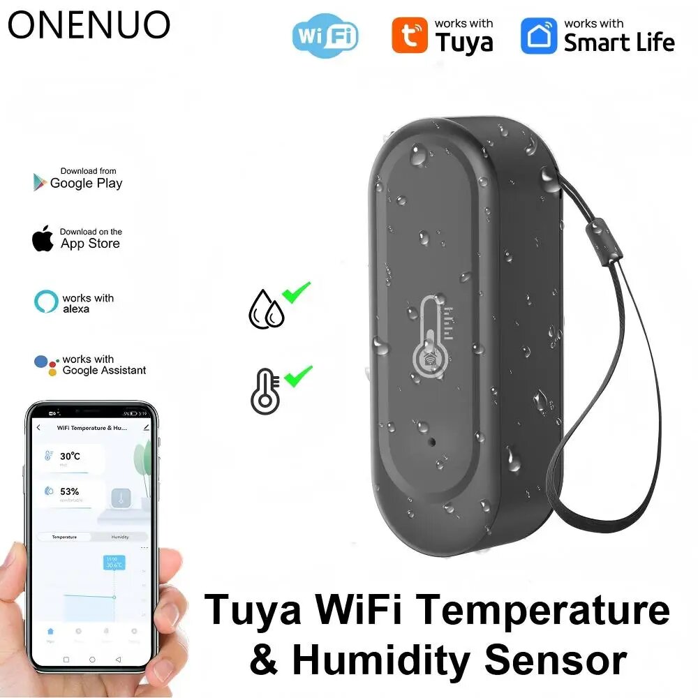 ONENUO TH09 WiFi датчик температуры и влажности белый/черный