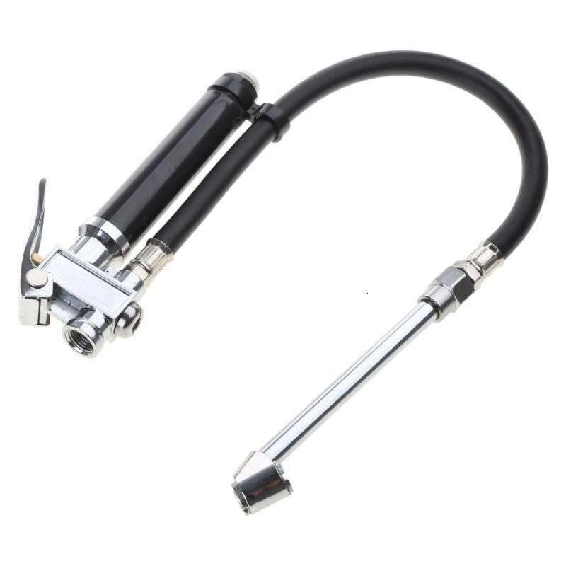 Тяжелый манометр для накачки шин 10-120 PSI с шлангом и пистолетом, Черный