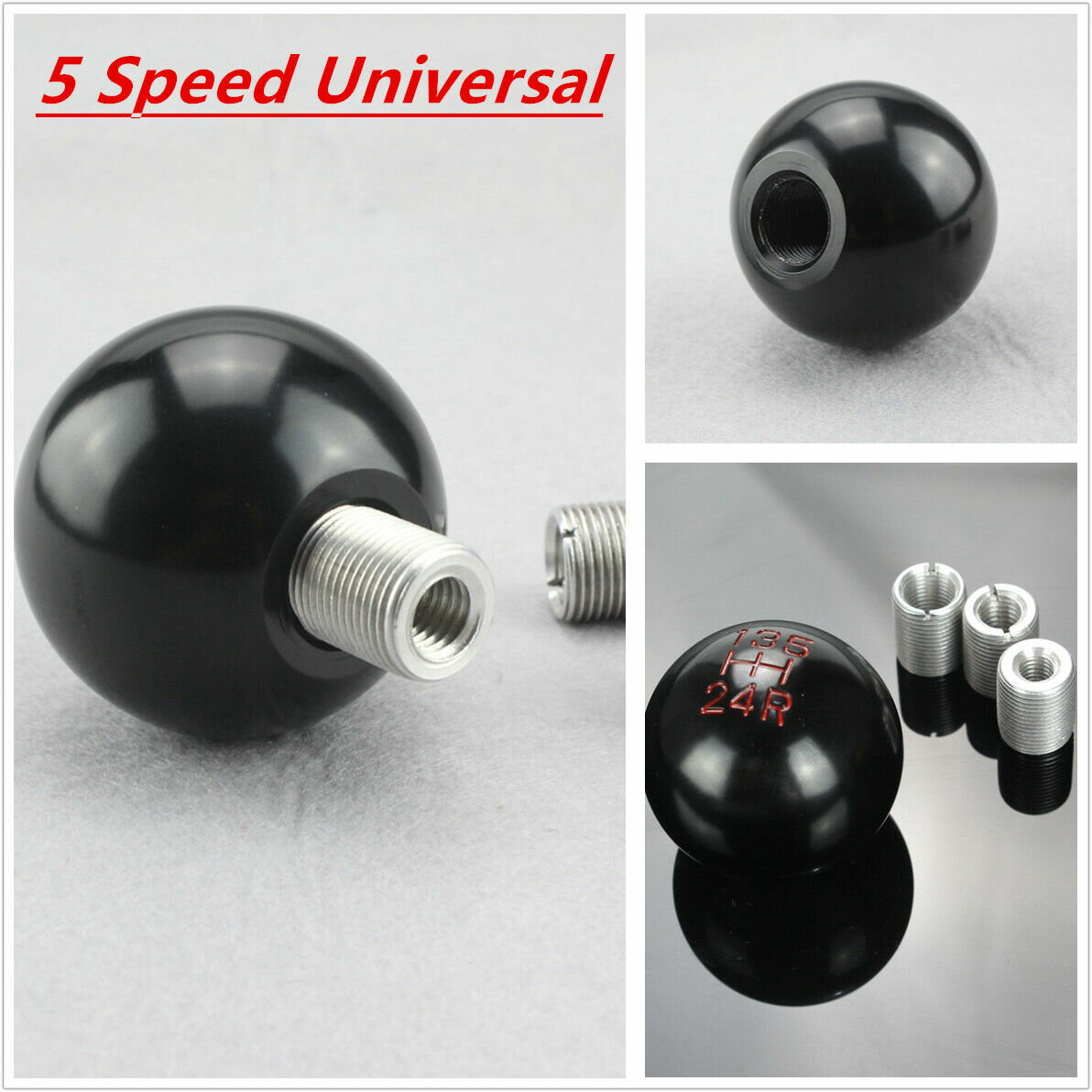 Черная алюминиевая 5-ступенчатая ручка переключения передач с адаптером