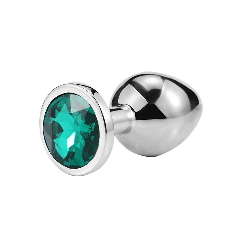 3 разных размера S/M/L, металлическая анальная пробка, 12 цветов, с хрустальными Deep Green, Medium