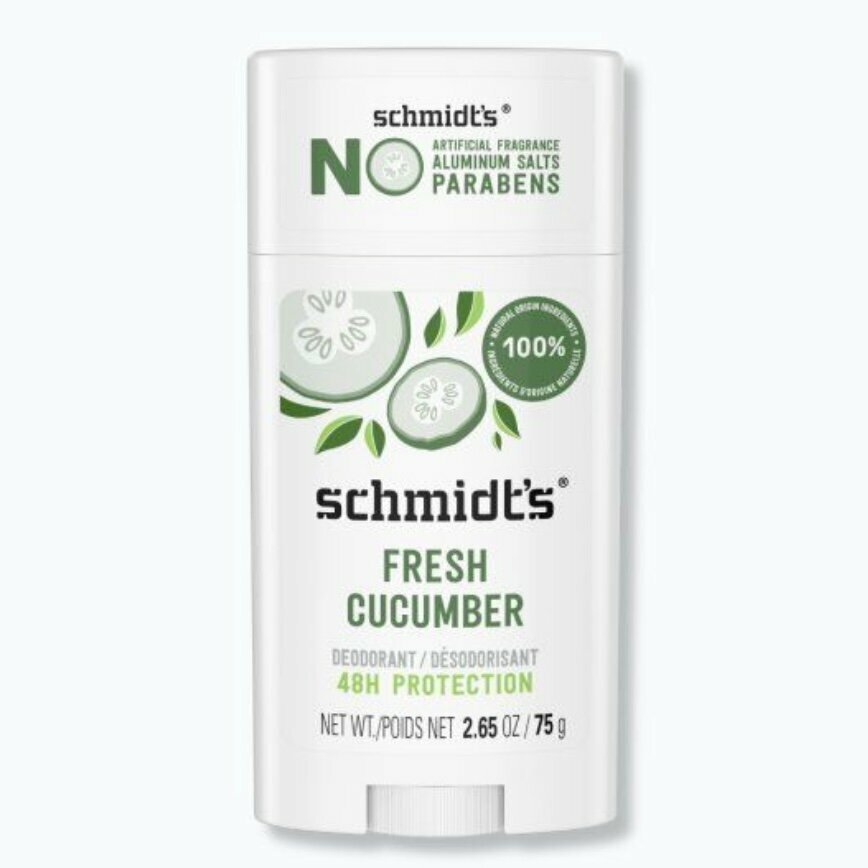 Schmidt's, Натуральный дезодорант без алюминия, 48 часов, Fresh Cucumber, свежий огурец, 75 г