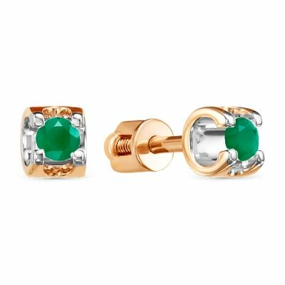 Серьги золото, 585 проба, изумруд