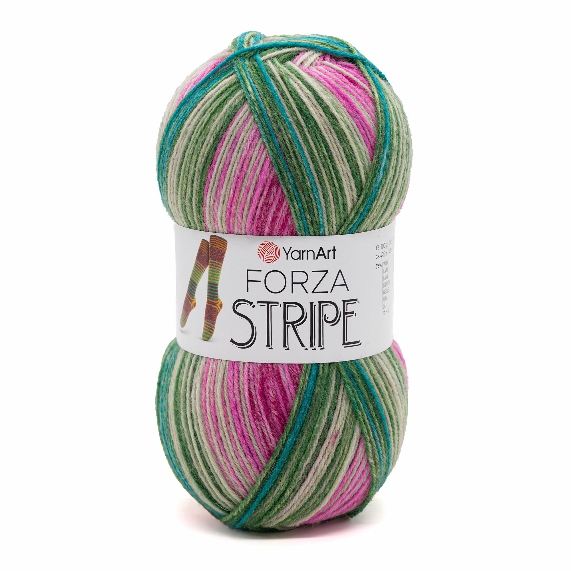 Пряжа YarnArt Forza Stripe 2808 (2 мотка по 100г/420м)