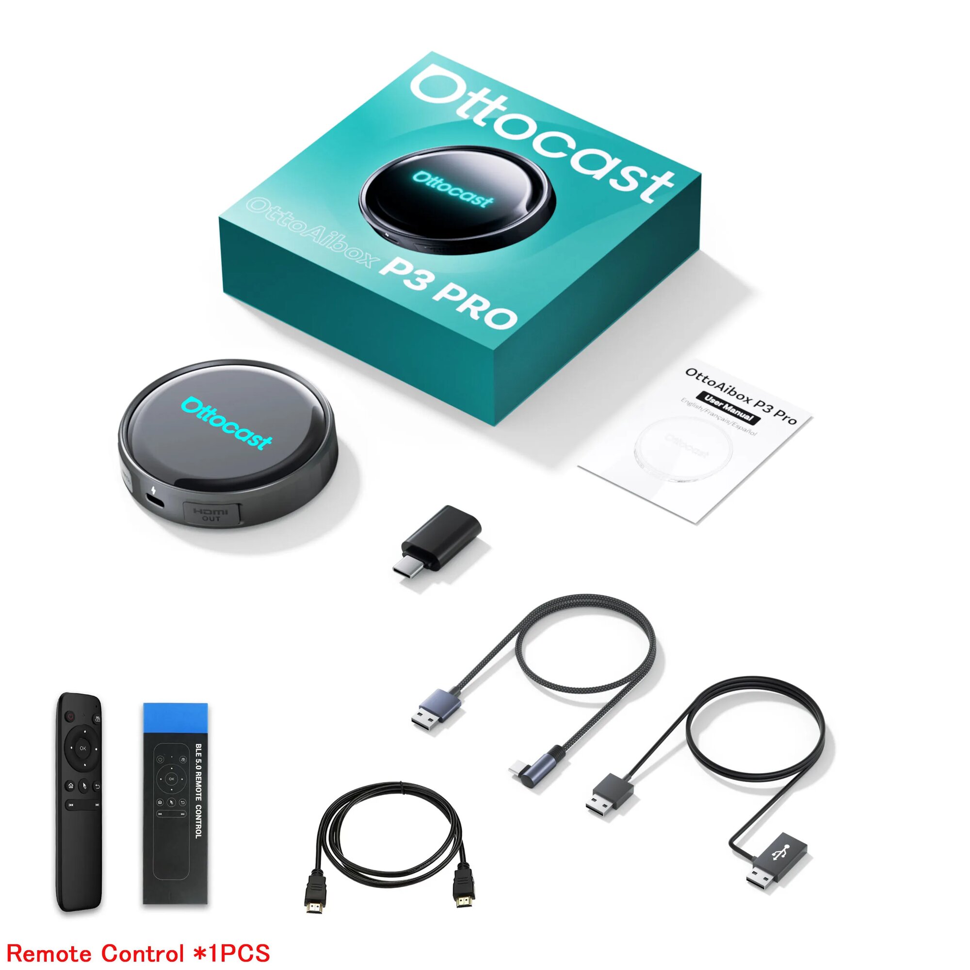 OTTOCAST P3 PRO Ai Box Беспроводной адаптер Carplay Android Auto Ai Voice Eurasian version, All in