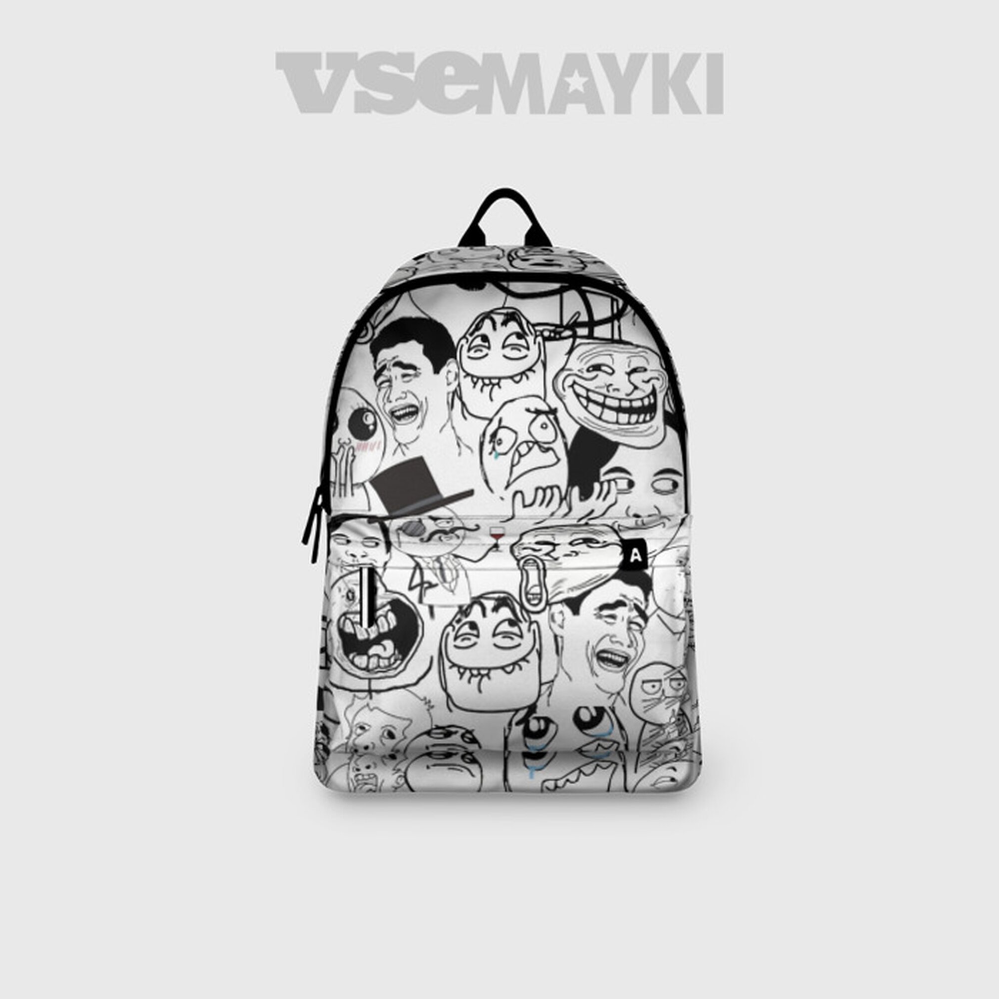 Рюкзак VseMayki с принтом Сборник мемов, унисекс, One size, белый