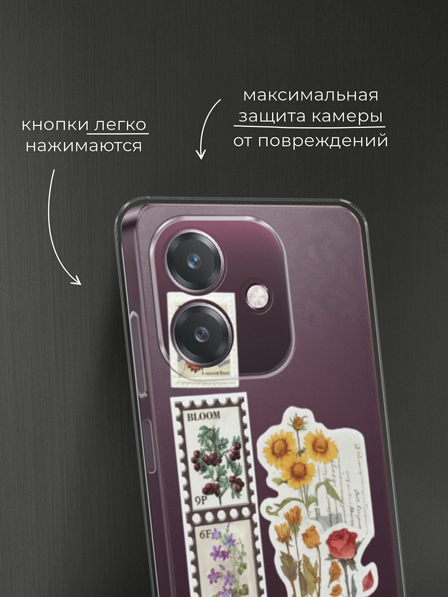 Чехол на Oppo A3/A3x / Оппо А3/A3x с принтом Марки с цветами — фото 1