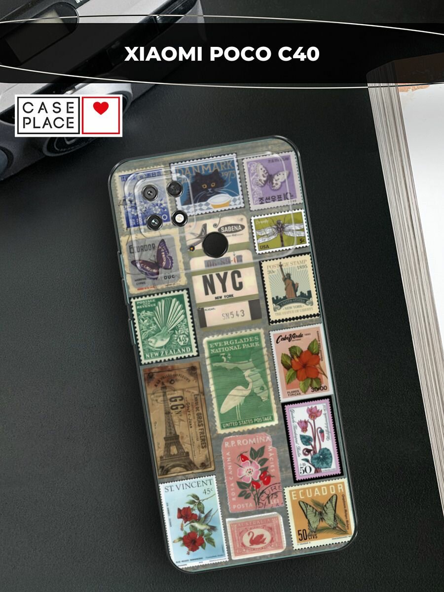 Чехол на Xiaomi Poco C40 / Сяоми Поко C40 с принтом Коллаж из марок